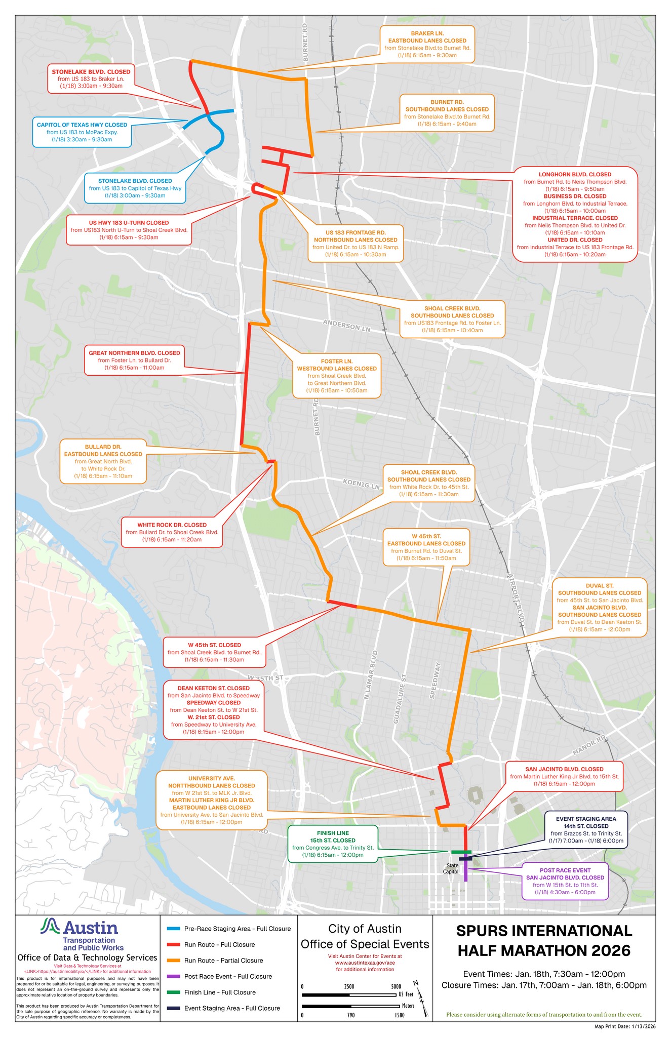 Expect road closures in Austin for Sunday’s half marathon. See map ...